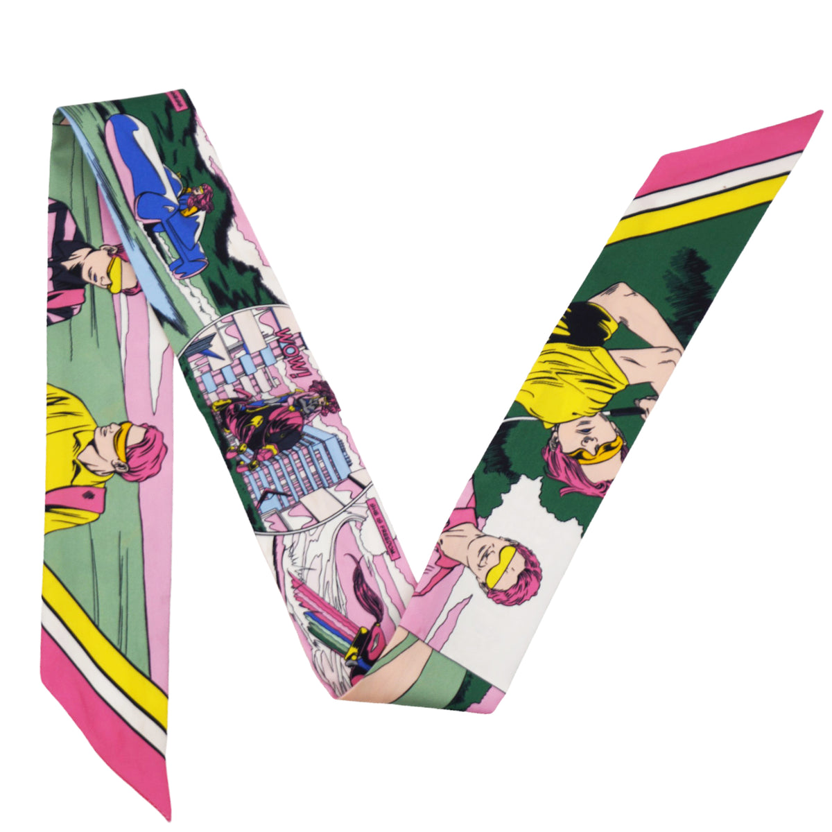 HERMES Silk Wow Twilly Rose Vert Jaune – STYLISHTOP