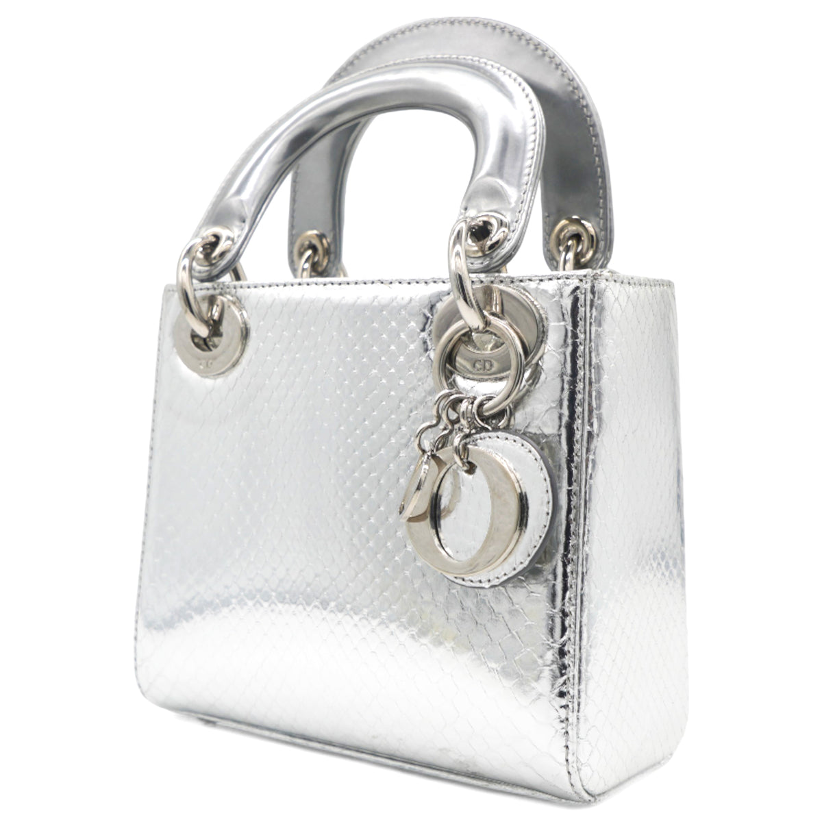 Christian Dior Metallic Snakeskin Mini Lady Dior Silver – STYLISHTOP