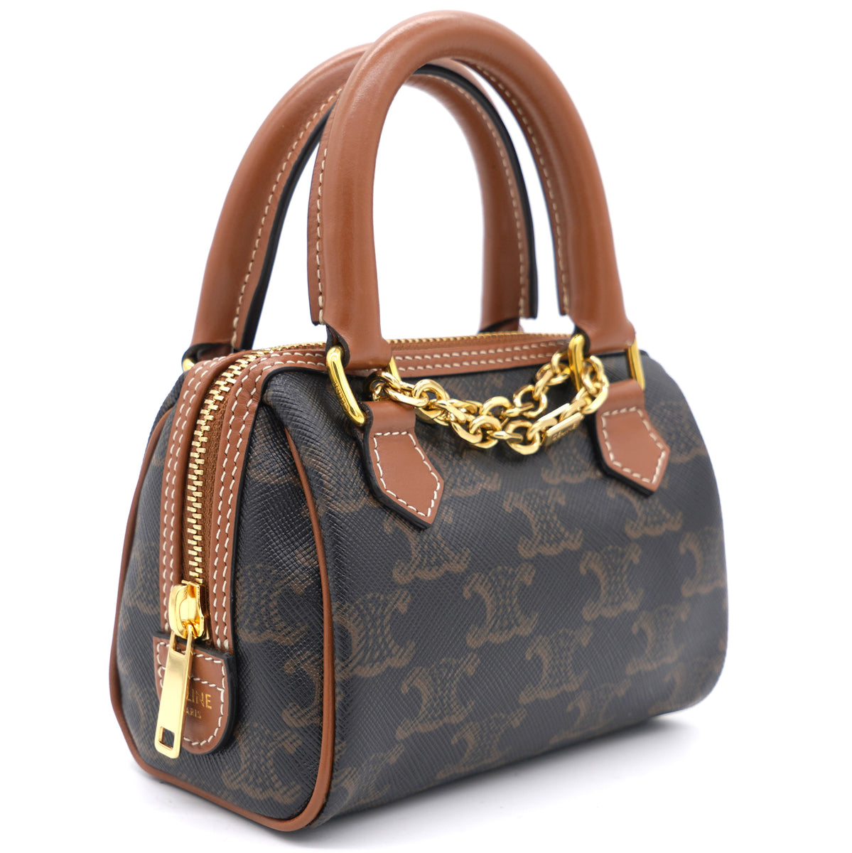 Celine Mini Boston Bag in Triomphe Canvas and Calfskin – STYLISHTOP